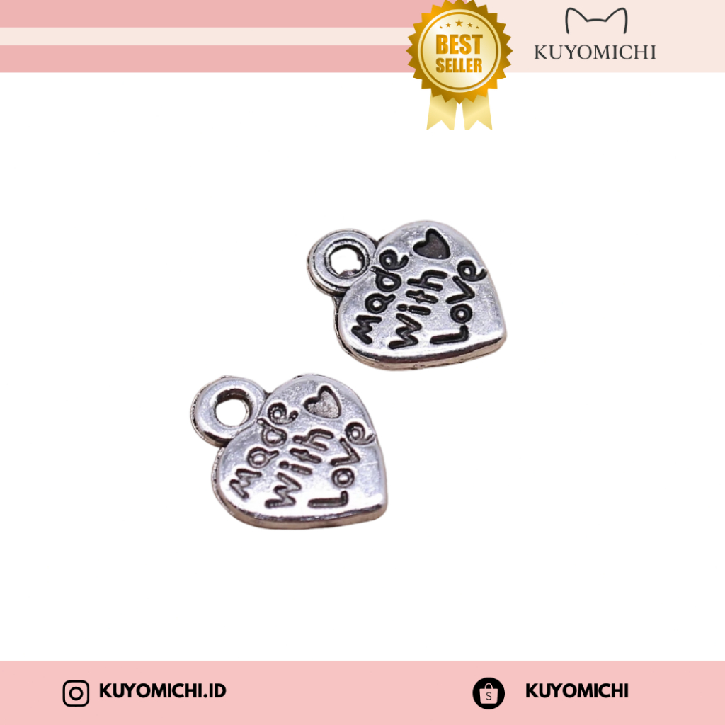 Jual Charm Made With Love / Liontin Made With Love / Charm Besi Premium ...