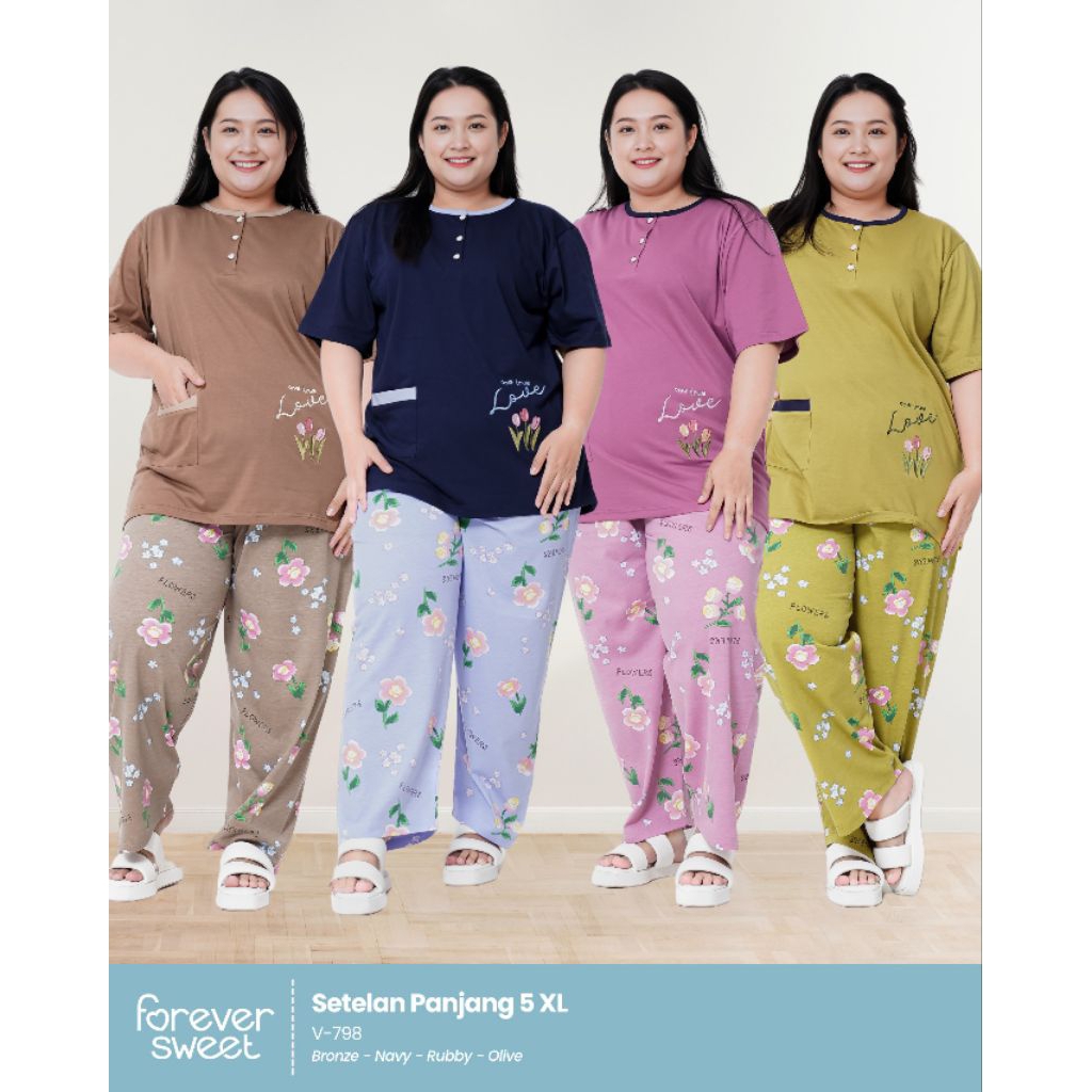 Jual TERMURAH SUPER BigSize Setelan Baju Tidur FOREVER Sweet CP Cln Panjang XXXXXL Sueper Jumbo ...