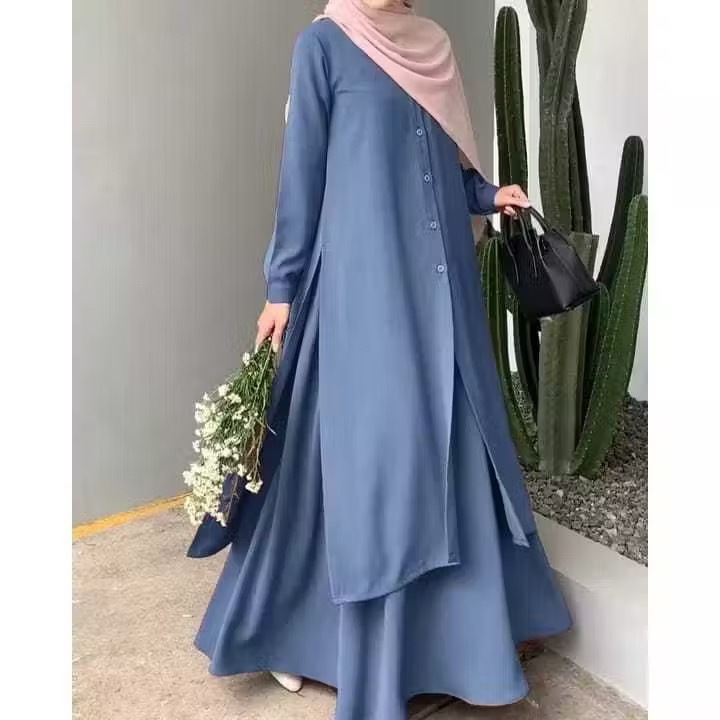 Jual Hanum One Set Tunik Busui Jumbo Crinkle Airflow Terbaru Kekinian ...