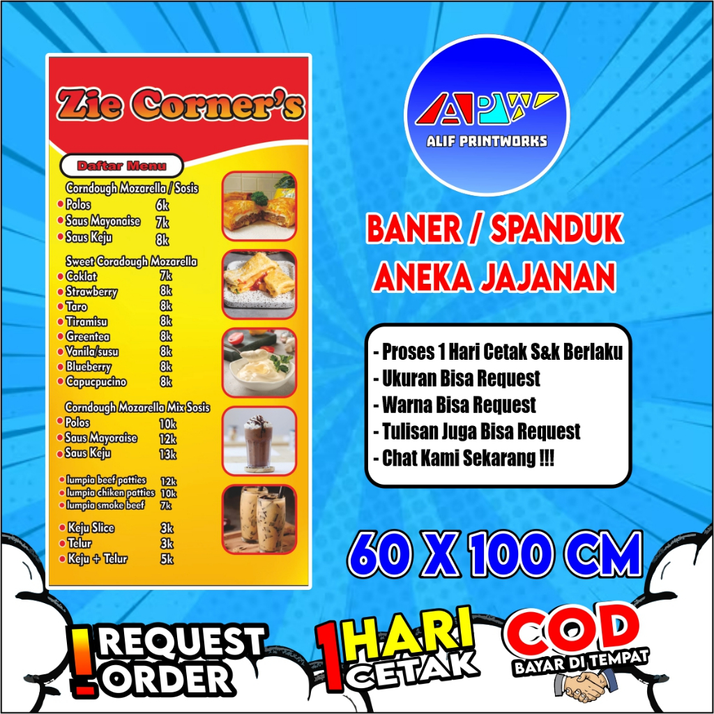 Jual Spanduk Jajanan / Baner Menu Jajan Makanan 60x100 cm | Shopee ...