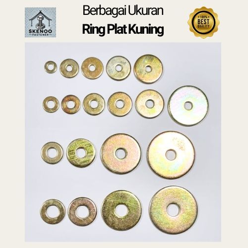 Jual (250 Gram) Ring Plat (Washer) Kuning, Berbagai ukuran, Ekonomis ...