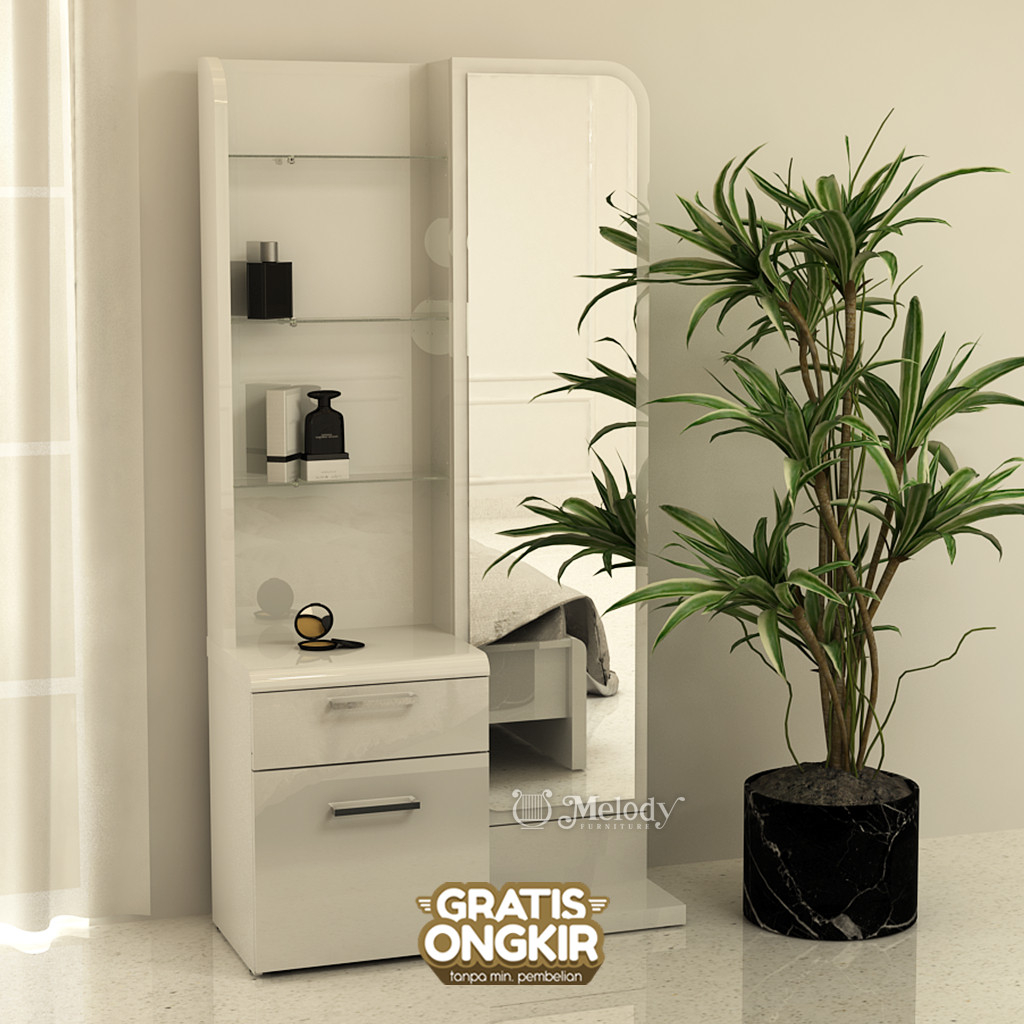 Jual Melody Furniture - Meja Rias dengan Kursi Meja Makeup Full Cermin ...