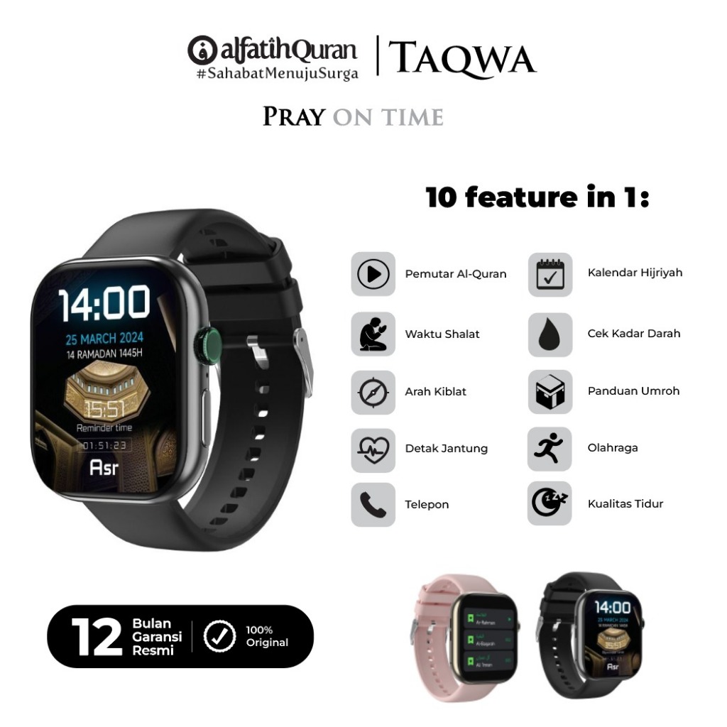 Jual Jam Tangan Smartwatch TAQWA Quran | Adzan Reminder | Tasbih ...