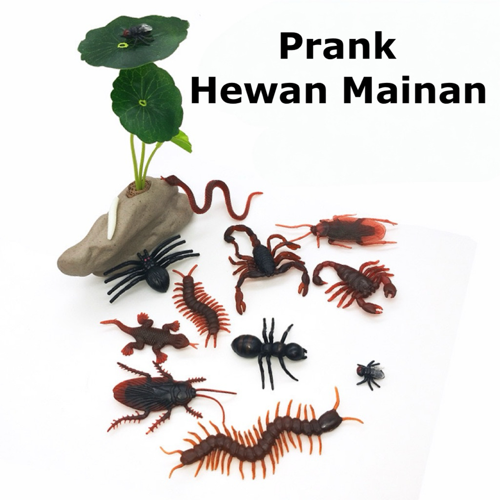 Jual mainan gag prank toy karet serangga lalat kecoa cacing belatung ...