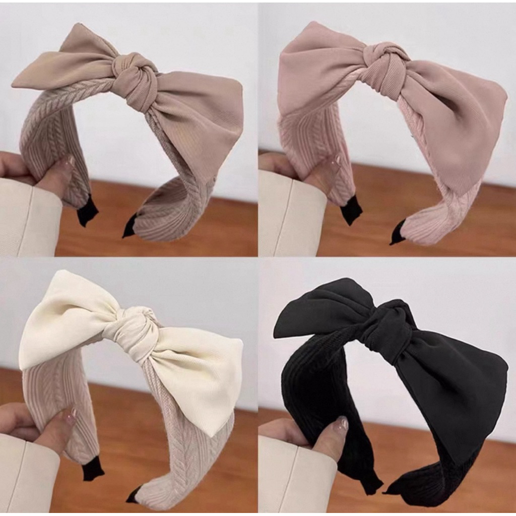 Jual BRIELLE Bando Pita Besar Kain Kawaii Rajut Satin / Big Bow Head ...