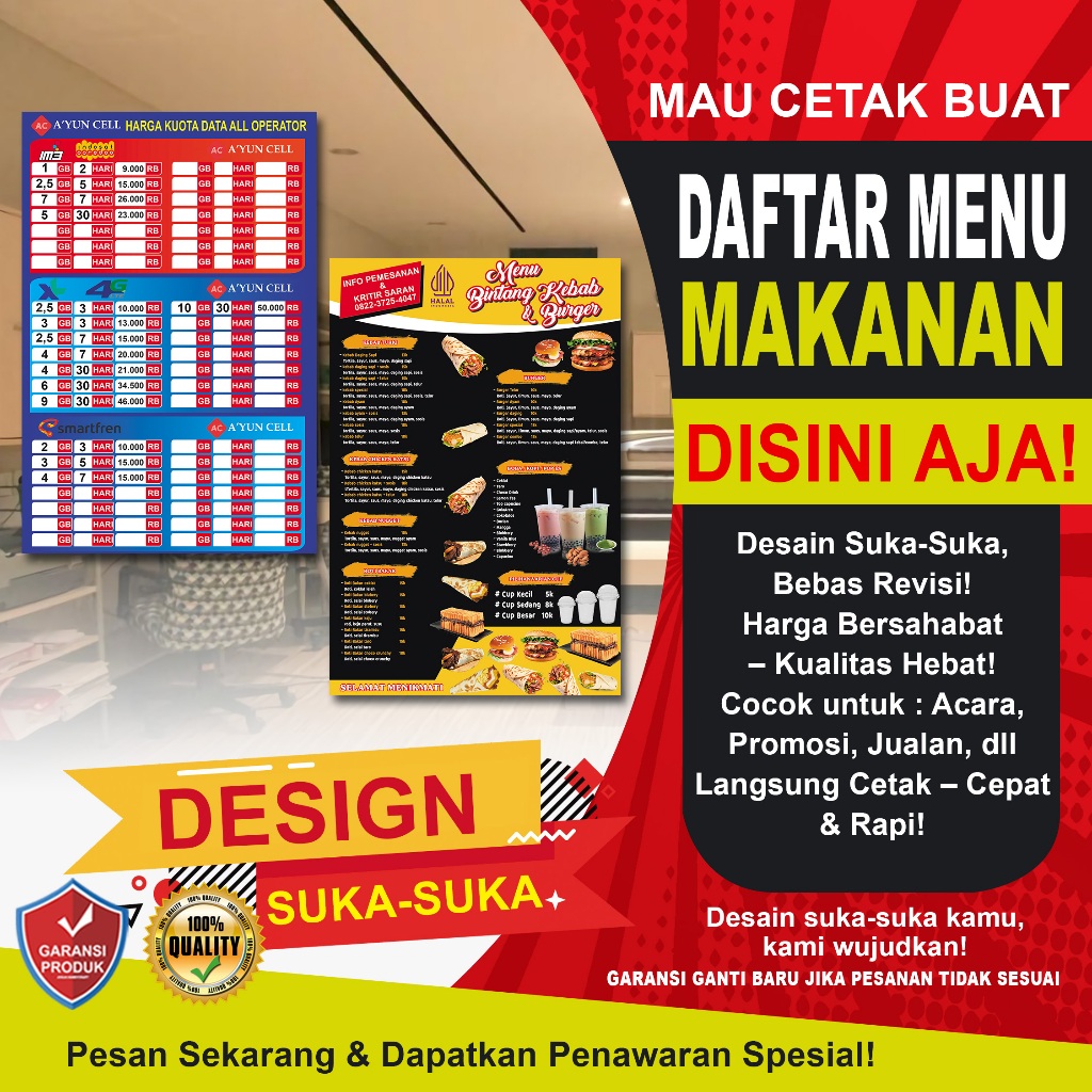 Jual DAFTAR MENU JUALAN 31 x 47 MAKANAN MINUMAN bisa COD PROSES CEPAT ...