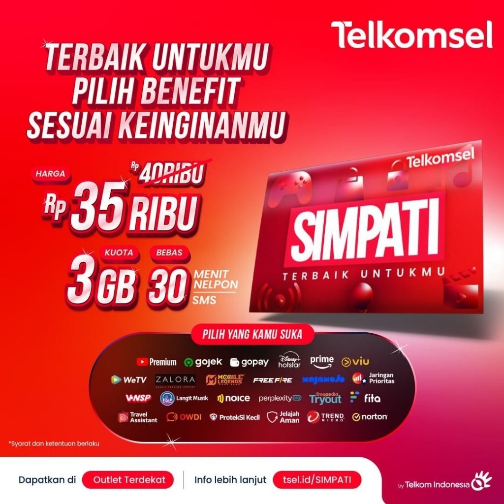 Jual Kartu Perdana Telkomsel SIMPATI COMBO 3GB NASIONAL 30 Hari | Shopee Indonesia