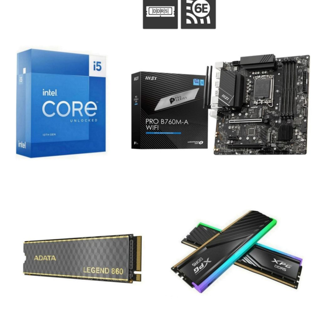 Jual Paket Processor Intel Core i5 13400 / i5 13400F Box Gen 13 LGA 1700 RAM DDR5 32GB B760 Wifi ...