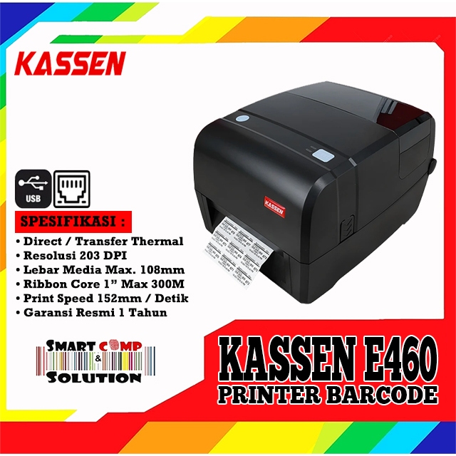 Jual Printer Barcode Label Kassen E460 / E-460 Direct & Thermal Transfer Print USB LAN Ethernet ...