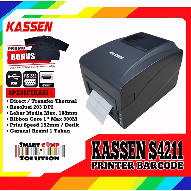 Jual Printer Barcode Label Kassen S4211 / S-4211/ S 4211 203DPI USB ...