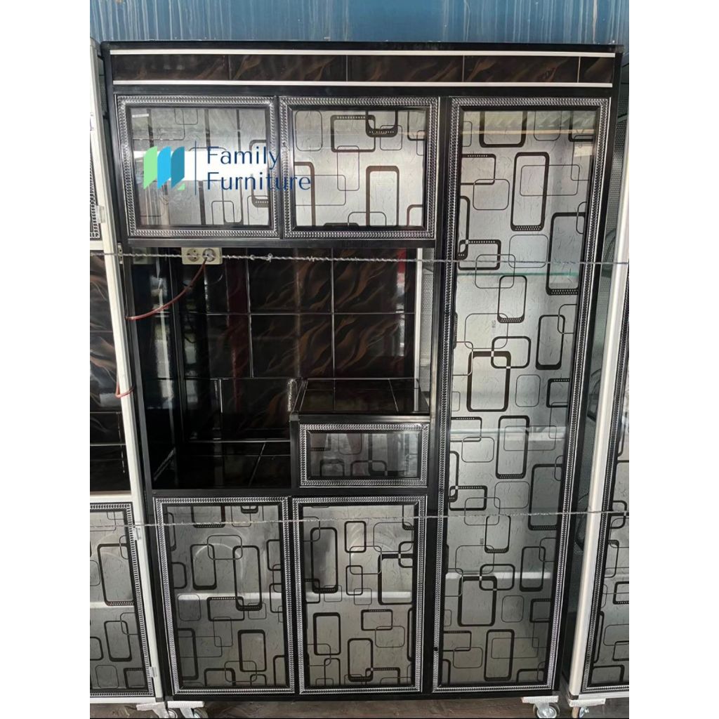 Jual Lemari Rak Piring 3 Pintu Keramik Tempahan Aluminium | Shopee ...
