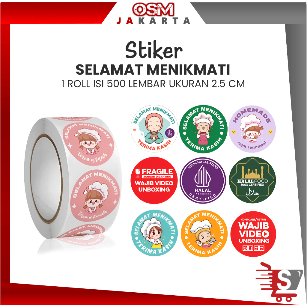 Jual OSM JKT 6593 500 PCS Stiker Selamat Menikmati / Sticker Bulat Roll ...