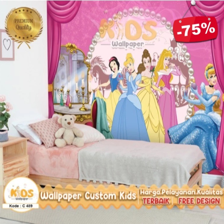 Jual Wallpaper Dinding Custom 3D Tema Princes Anak | Wallpaper Custom ...