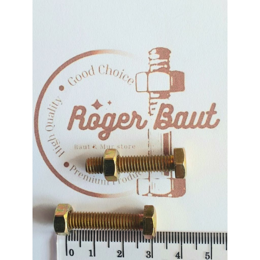 Jual Baut Mur M6 x 30 Kuning BMK / Baut Kunci 10 Panjang 3cm M6 x 30 ...