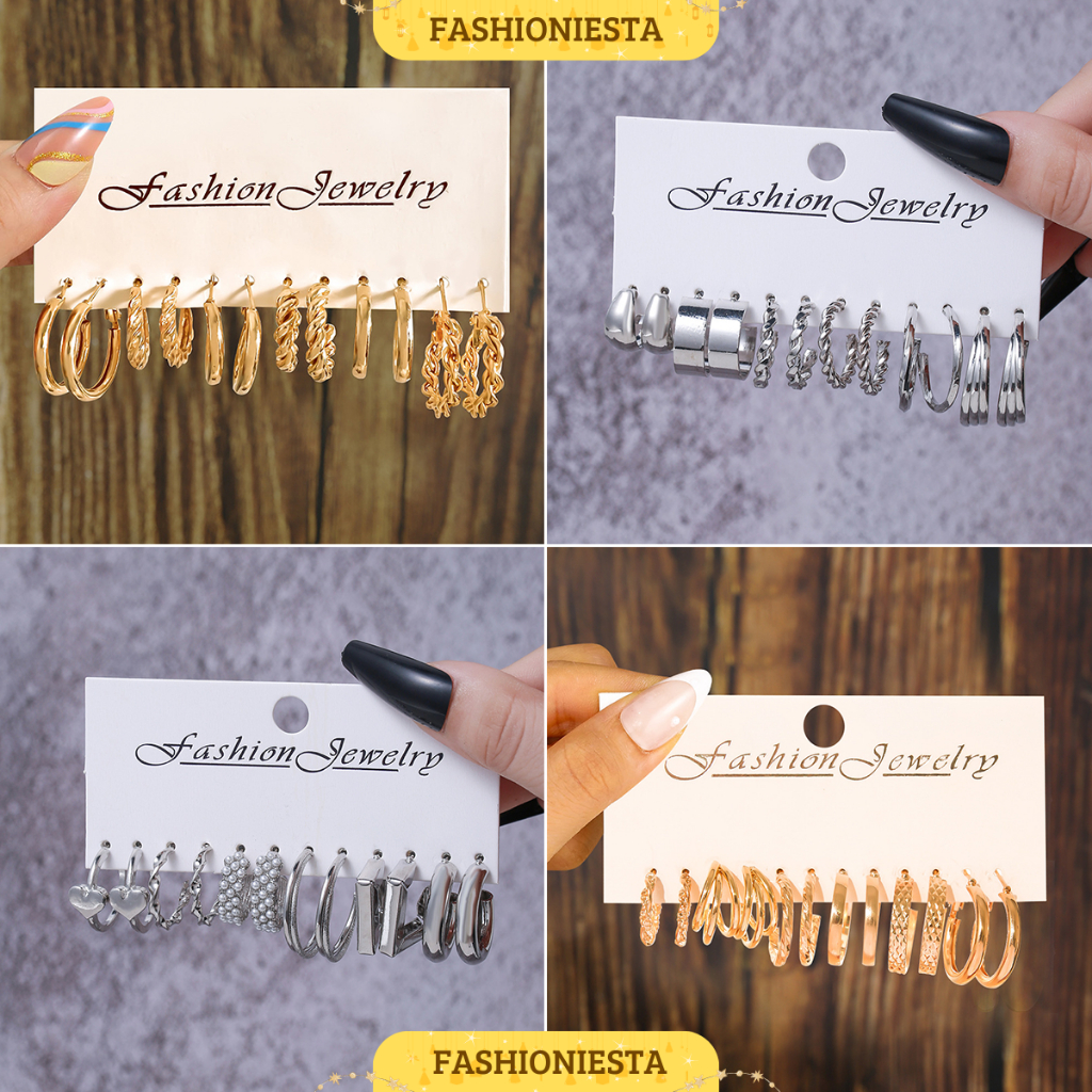 Jual ANEKA SET ANTING-ANTING POLOS RETRO ELEGAN KOREA STYLE EARRING ...