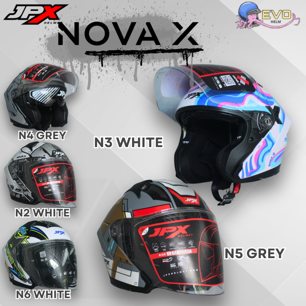 Jual JPX NOVAX V2.0 HELM HALF FACE DOUBEL VISOR MOTIF / SOLID ORIGINAL ...