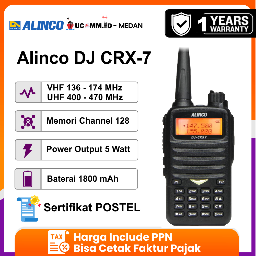 Jual Alinco DJ-CRX 7 CRX 7 Dual Band VHF UHF 128 Channel Garansi Resmi 1 Tahun HT Alinco ...