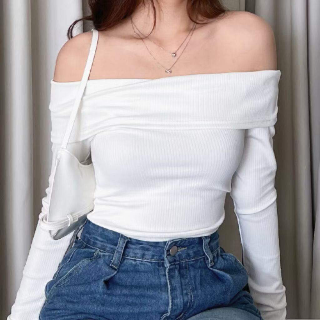 Jual Lisz Fashion / Sabrina Crop Top - Crop Top Off Shoulder Lengan ...