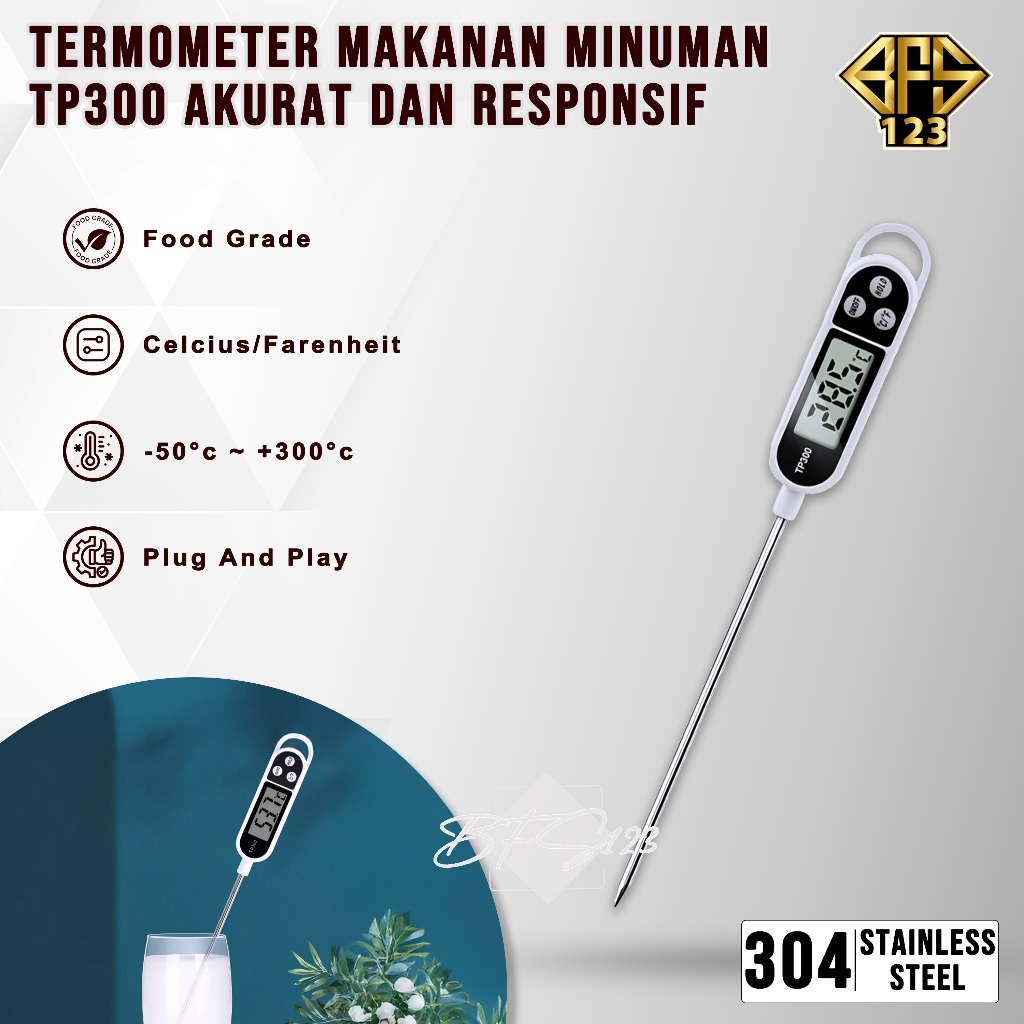 Jual Termometer Suhu Makanan Minuman TP300 Digital Food Thermometer ...