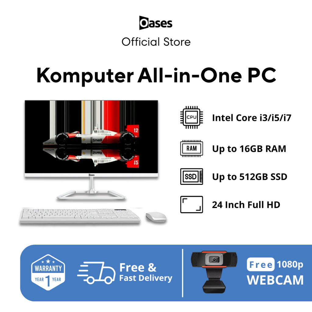 Jual Komputer All in One PC Intel i3 i5 i7 G3 8GB RAM DDR3 256GB SSD M-SATA FHD 19" 22" Inch ...