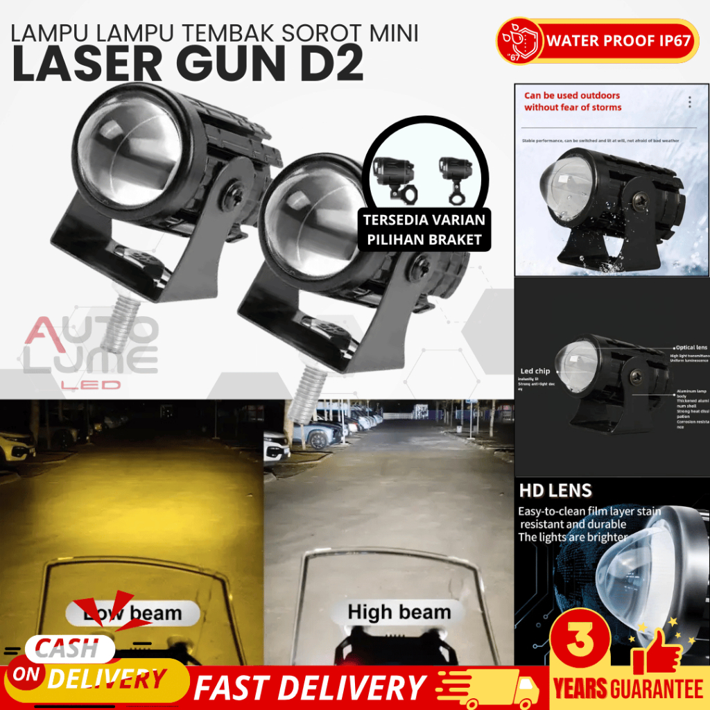 Jual Autolume LAMPU SOROT D2 LED LASER/Mini Laser Gun/Lampu Tembak ...