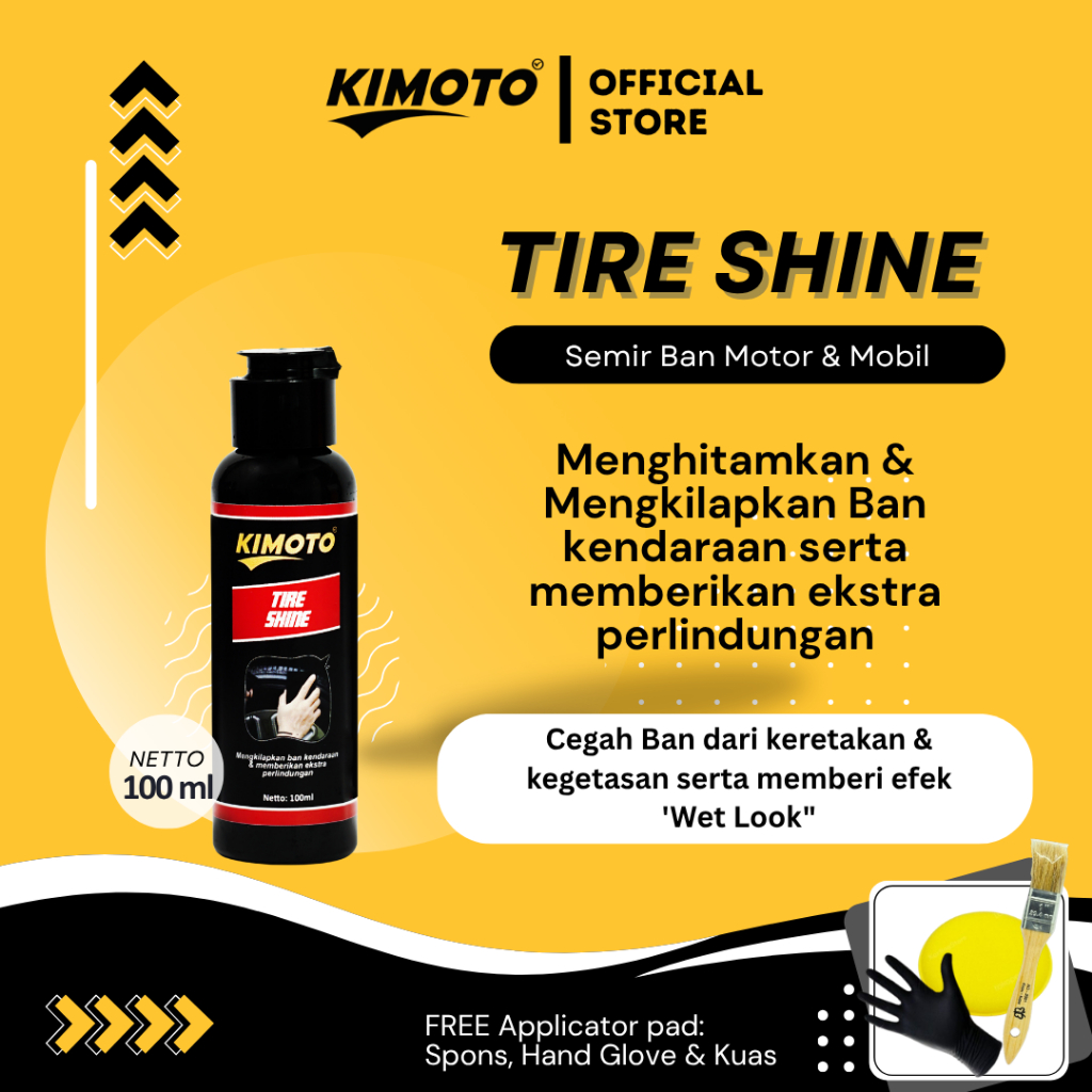 Jual Kimoto Tire Shine Semir Ban Mobil dan Motor Tahan Lama Kemasan 100 ml | Shopee Indonesia