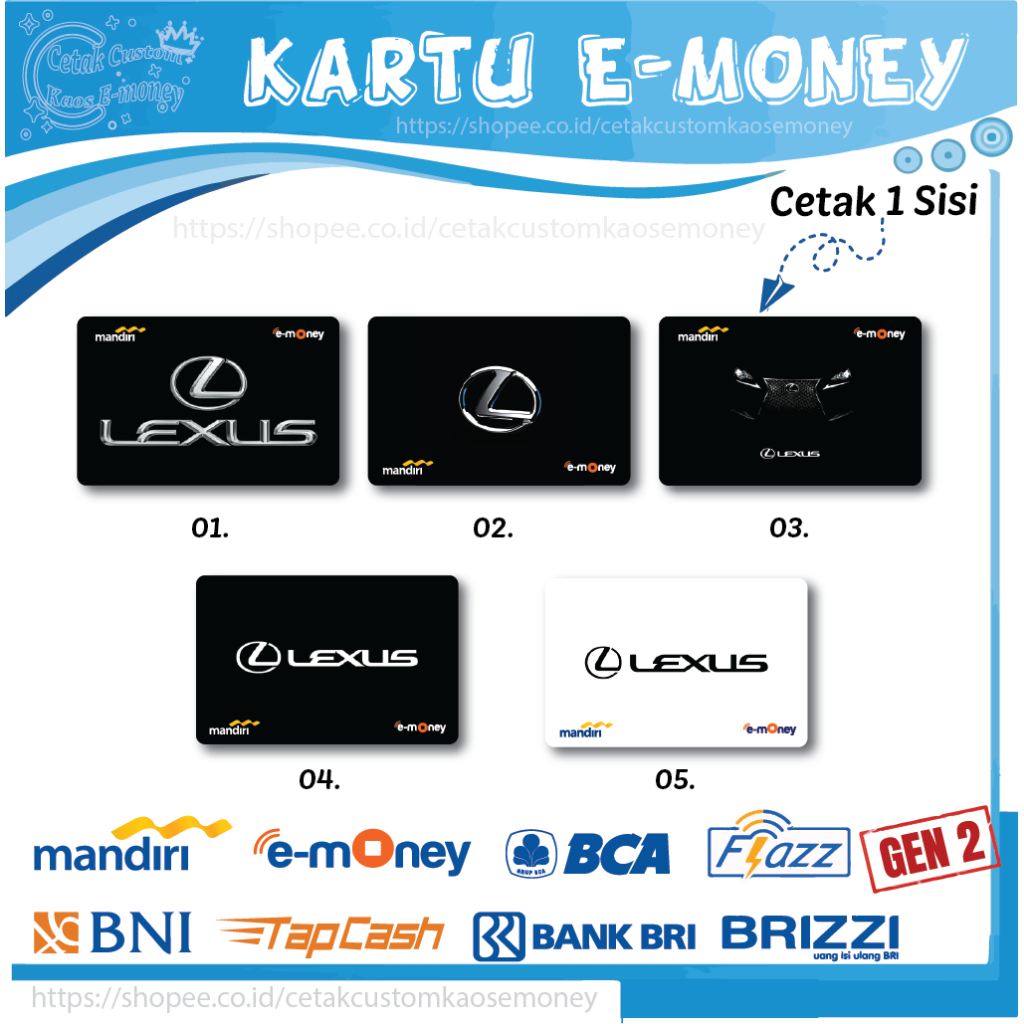 Jual KARTU E MONEY E TOLL KUMPULAN BRAND LEXUS LOGO 3 EMONEY MANDIRI ...