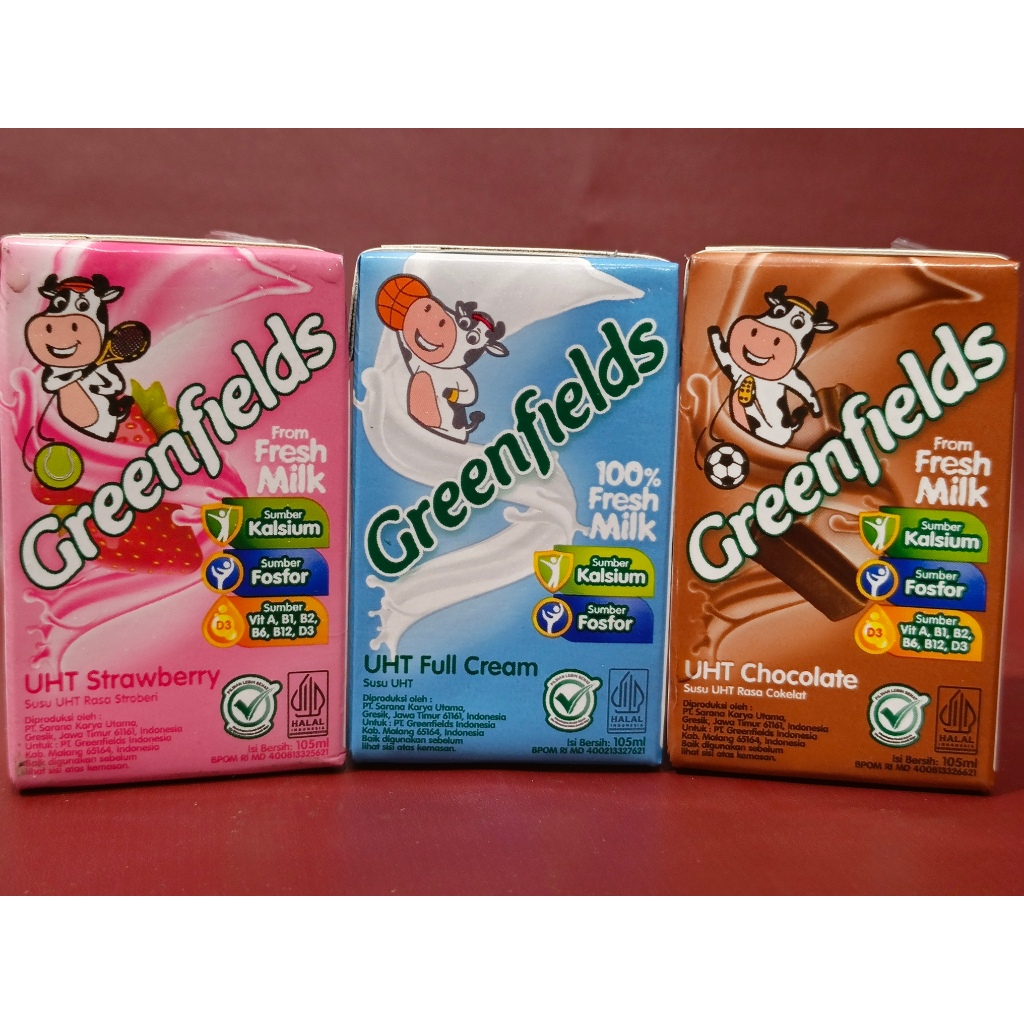 Jual Greenfields UHT Fresh Milk - Full Cream | Strawberry | Chocolate 105ML | Shopee Indonesia