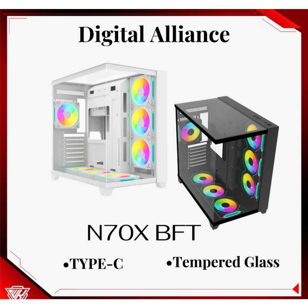 Jual Digital Alliance PC Casing N70X BTF ATX Black/White W/Type-C (7 ...