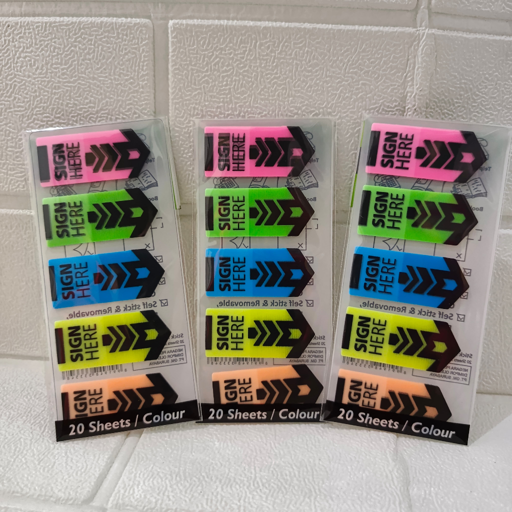 Jual Sign Here Sticky Note Pembatas Plastik / INDEX SIGN HERE V-Tec ...