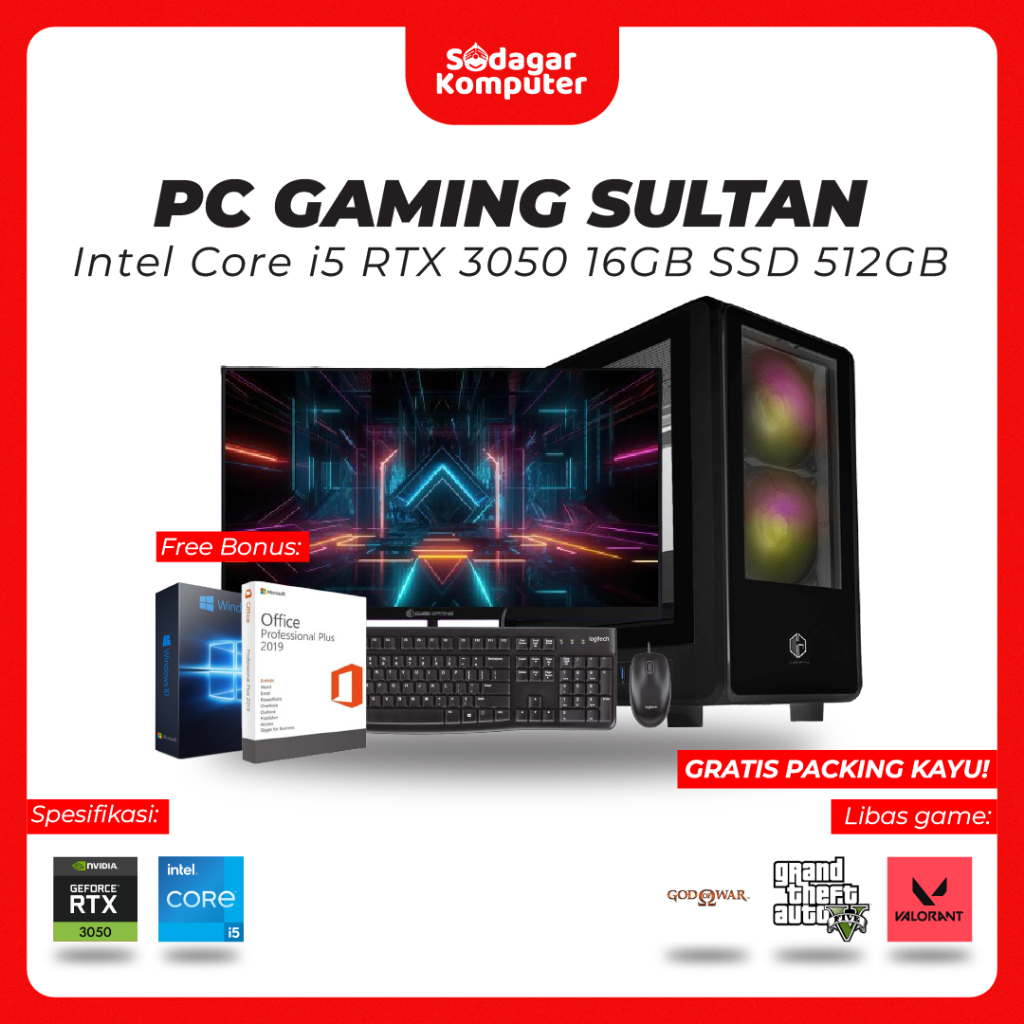 Jual PC Rakitan Gaming Murah | Intel Core i5-12400F | RTX 3050 | 16GB DDR5 | 512GB SSD M.2 NVMe ...