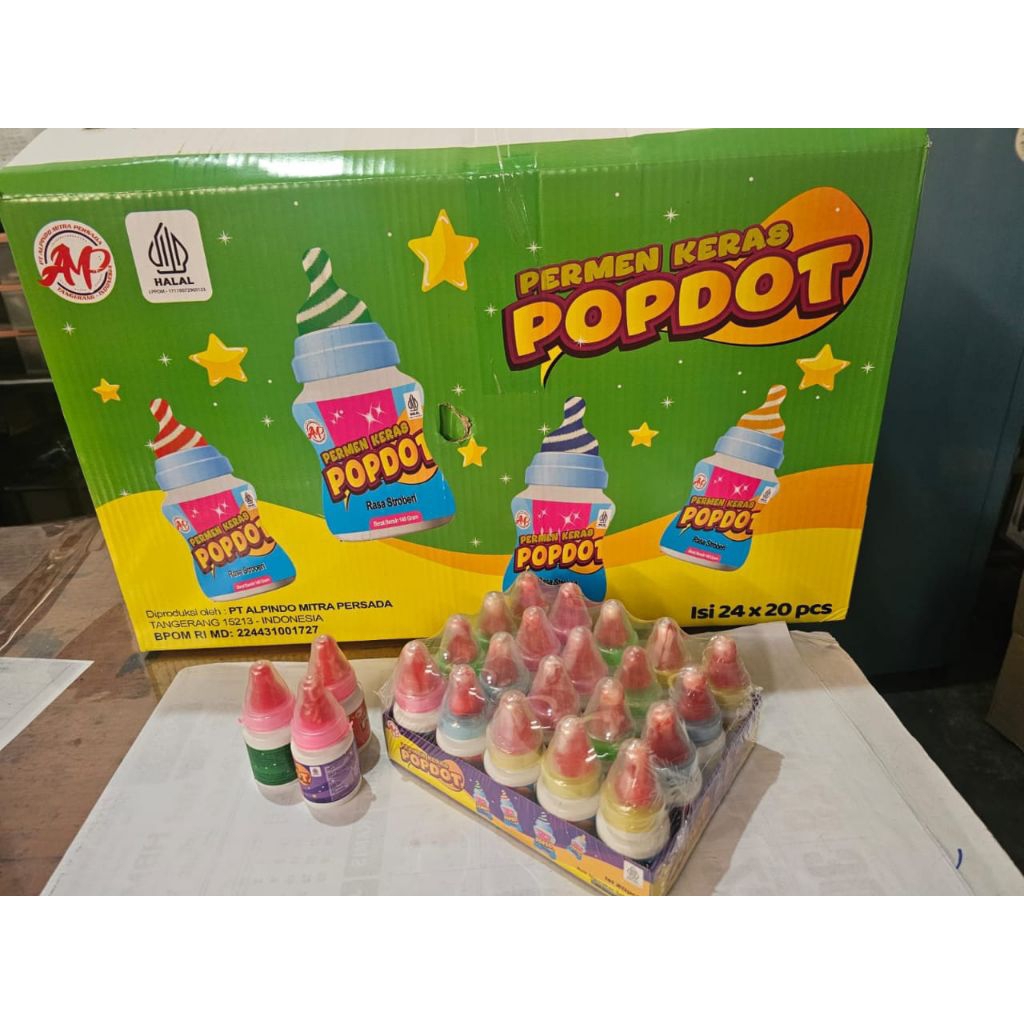 Jual Permen Pop Dotttt permen keras aneka rasa buah 1 box isi 20 botol ...