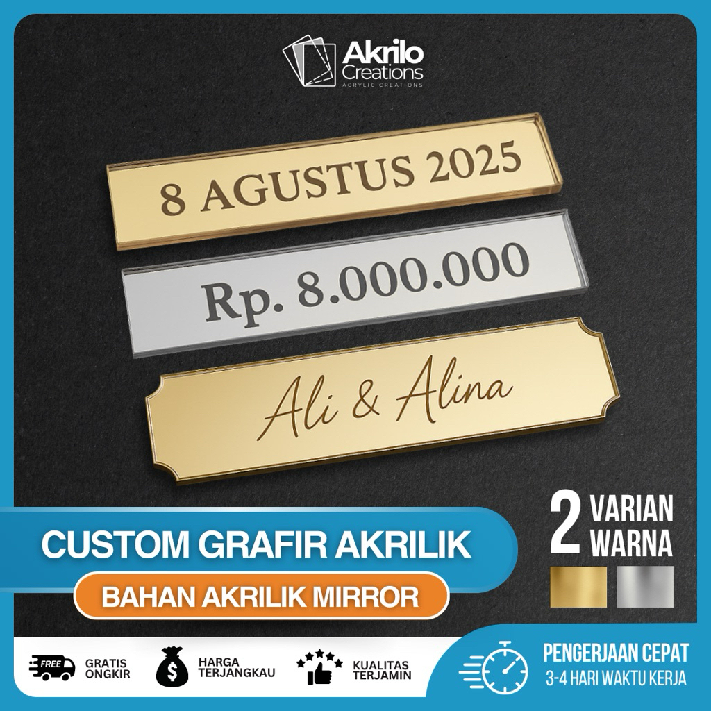 Jual Custom Grafir Akrilik Mirror Tanggal Nominal Nama Mahar Seserahan ...