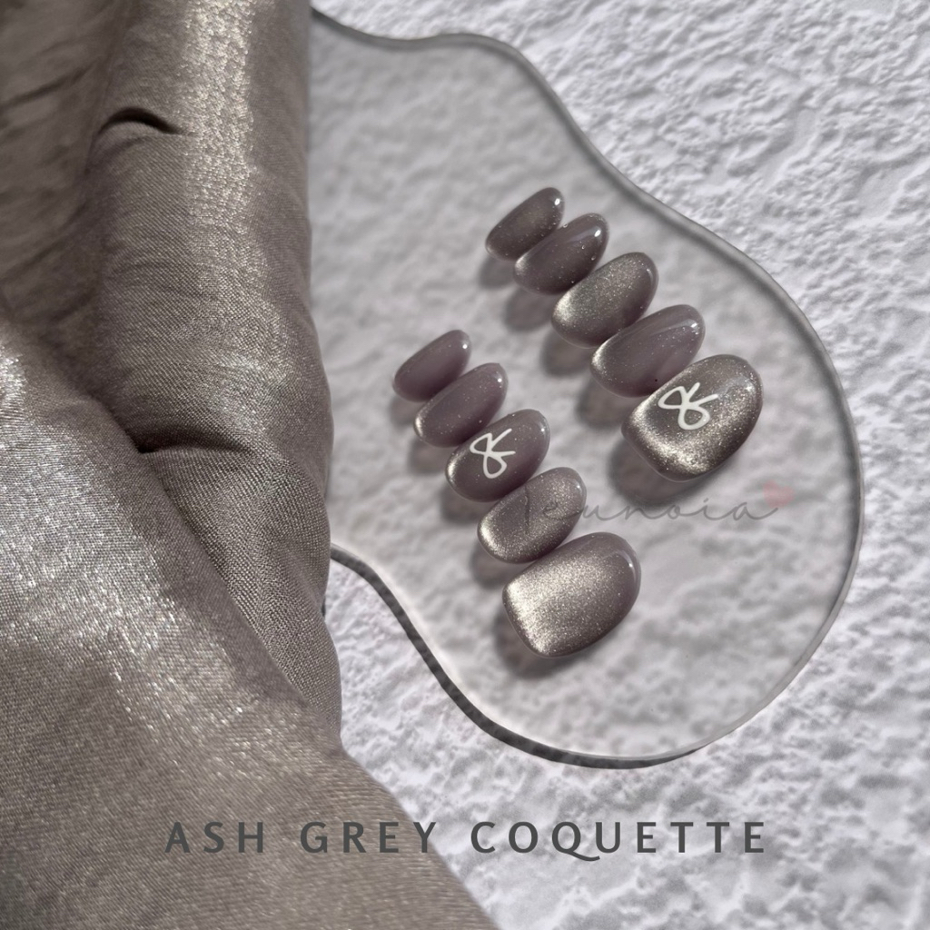 Jual ASH GREY CATEYE - RING COQUETTE RIBBON NAILS PRESS ON NAILS BY ...