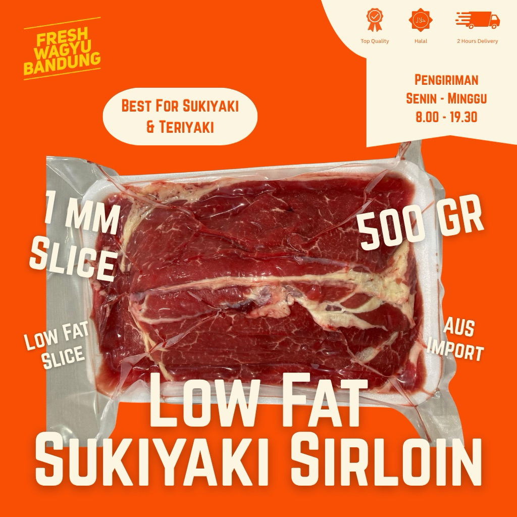 Jual LOW FAT SUKIYAKI SIRLOIN AUS Import Beef Slice 1mm - Yoshinoya ...