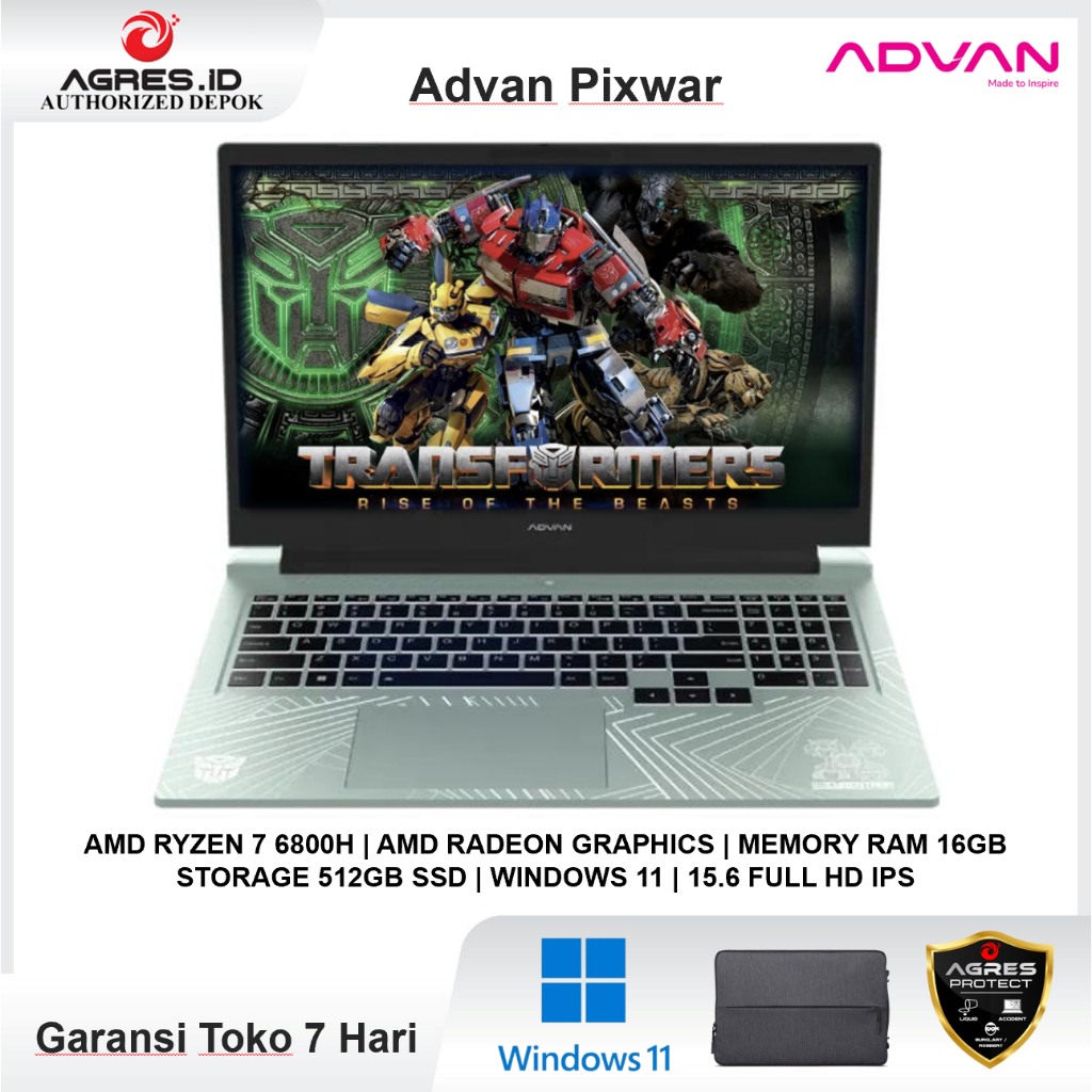 Jual Laptop Advan Pixwar Ryzen 7 6800H 16GB 512GB Win 11 15.6 Full HD ...