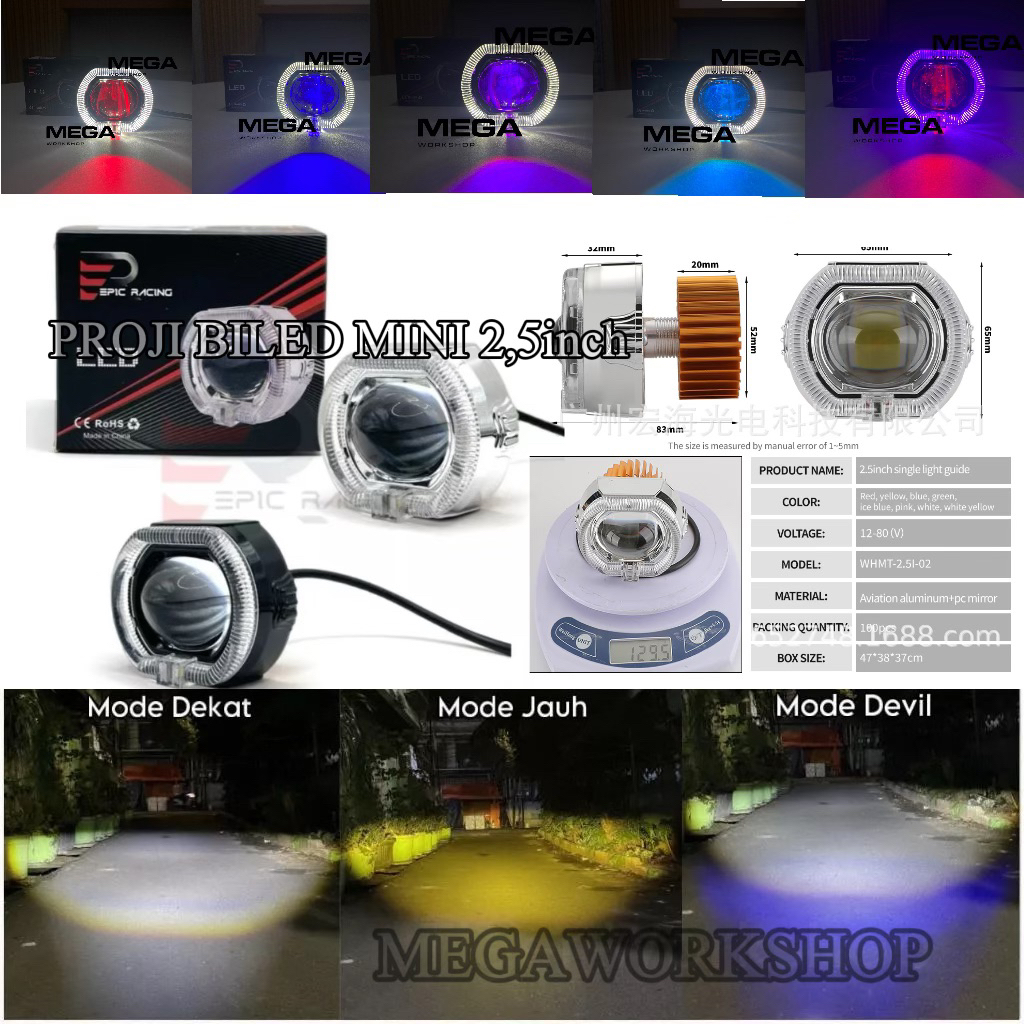 Jual Mws - Projie Biled Cut Off Mini 2.5 INC D2 D3 Jauh Dekat 30watt ...