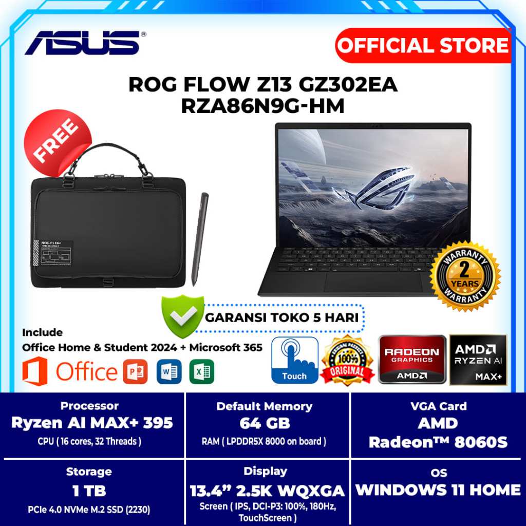 Jual ASUS GAMING ROG FLOW Z13 GZ302EA RZA86N9G-HM RYZEN AI MAX+ 395 ...