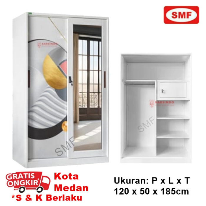 Jual LEMARI PAKAIAN BESI 2P - KRS SL12 WA - LEMARI PINTU BESI SLIDING - MOTIF ABSTRACT | Shopee ...