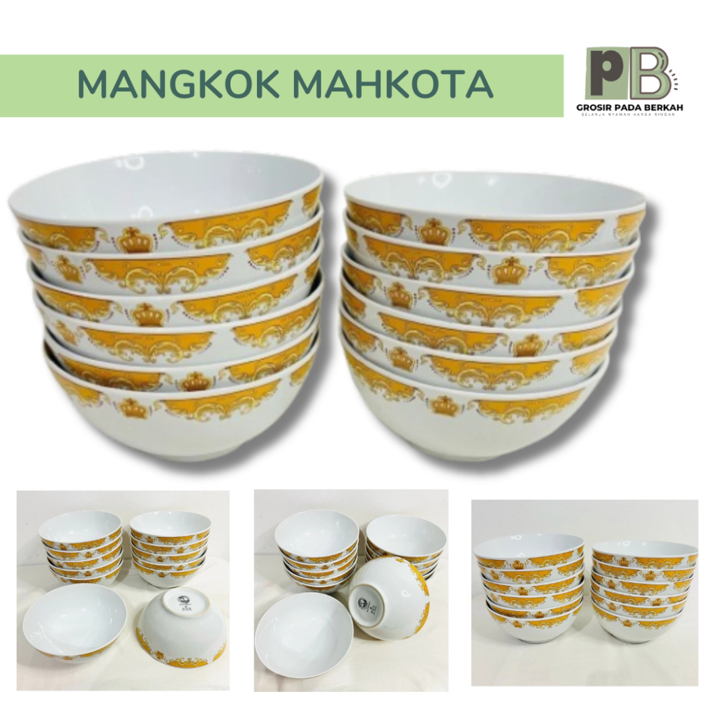 Jual (12pcs) Mangkok Keramik Mahkota 6 Inch Sunbird Bunga Mas Mangkok ...
