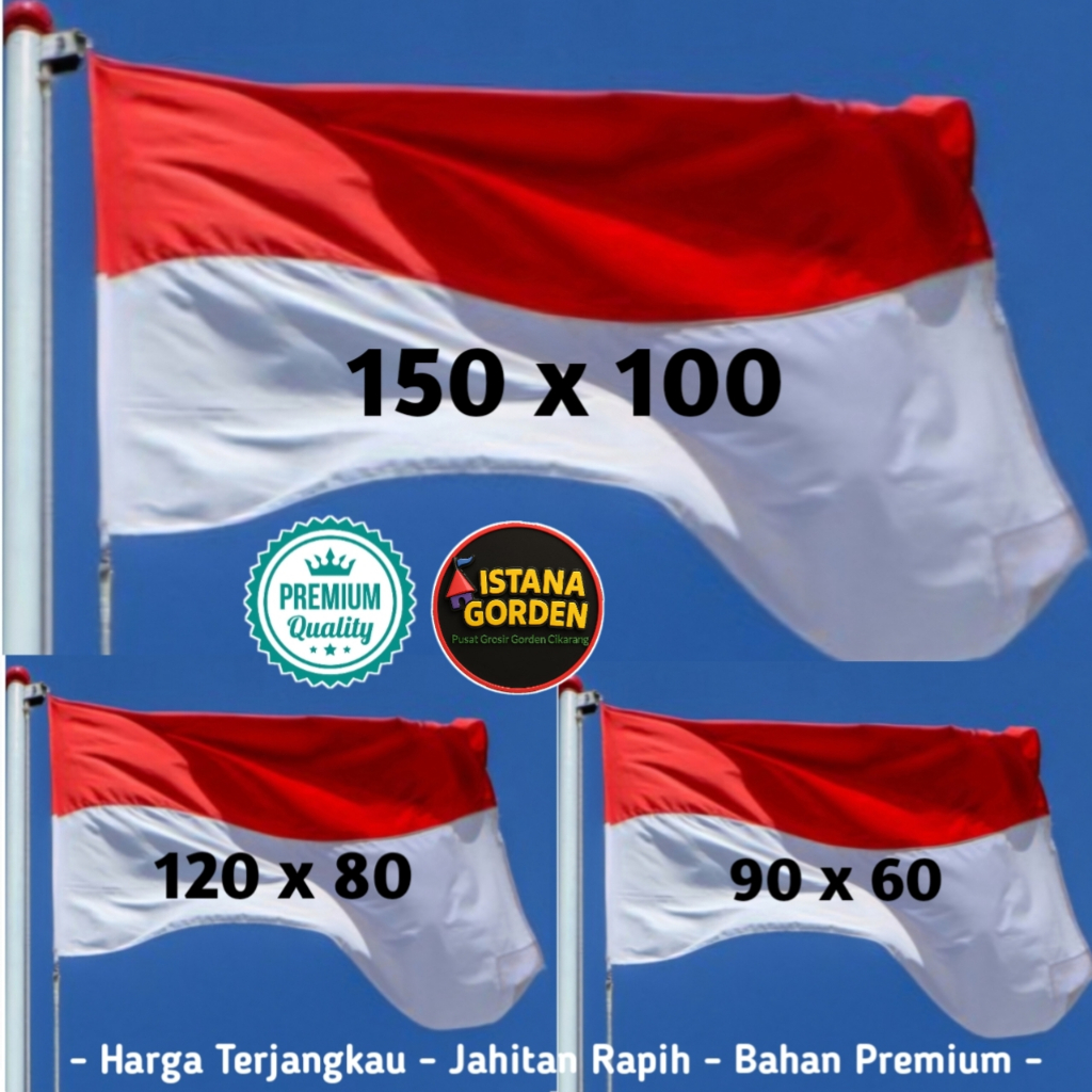 Jual Bendera Indonesia Merah Putih Ukuran 150x100 120x80 90x60 bahan ...