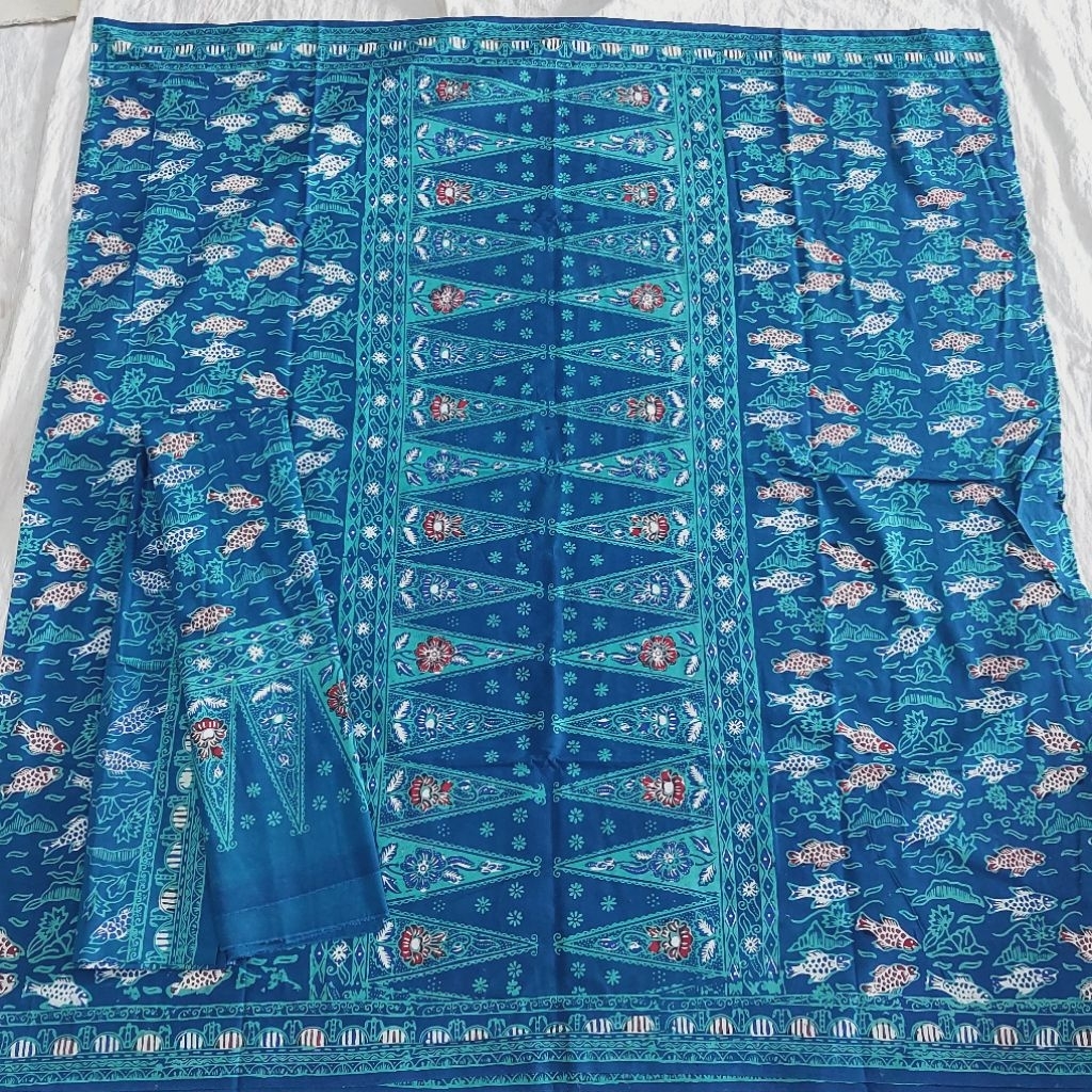 Jual Set sarung selendang Batik Jambi biru tosca motif seluang setelan ...