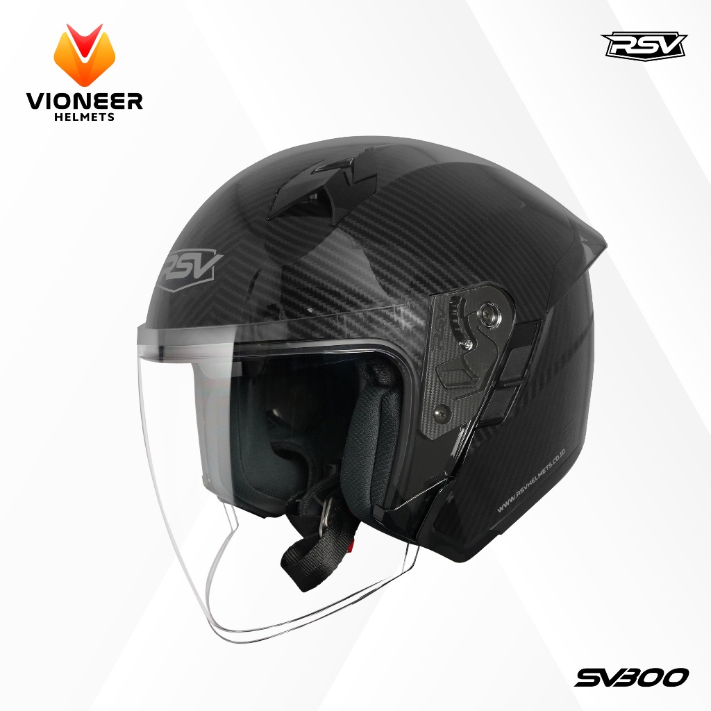 Jual SV300 solid CARBON GLOSSY double visor - Helm Half Face SNI Unisex ...