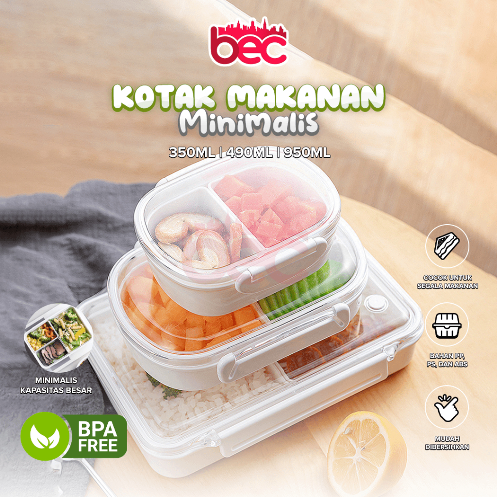 Jual Kotak Makanan Minimalis | White Bento Box Food Container Kotak ...