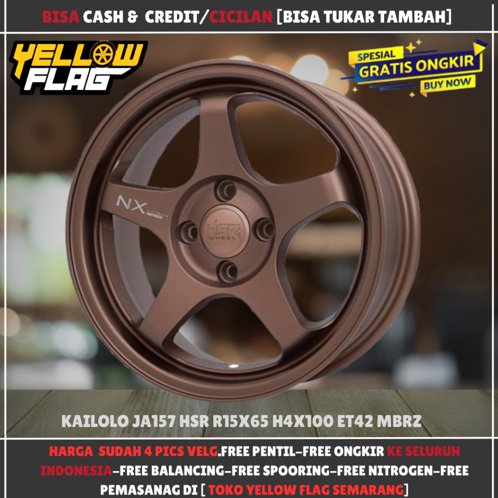 Jual VELG MOBIL RACING RING 15 HSR KAILOLO LUBANG 4X100 ET42 LEBAR 6,5 BRONZE ORIGINAL HSR R15 ...