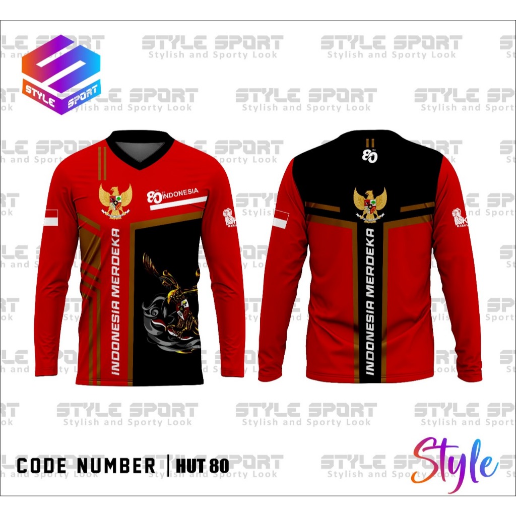 Jual style_baju jersey kaos kemerdekaan hut ri ke-80 2025 lengan panjang pria wanita/baju karang ...