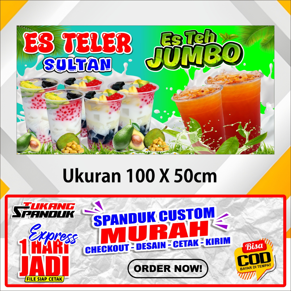 Jual Banner ES TEH & ES TELER, Spadnuk ES TEH, ukuran 100x50 cm, COD ...