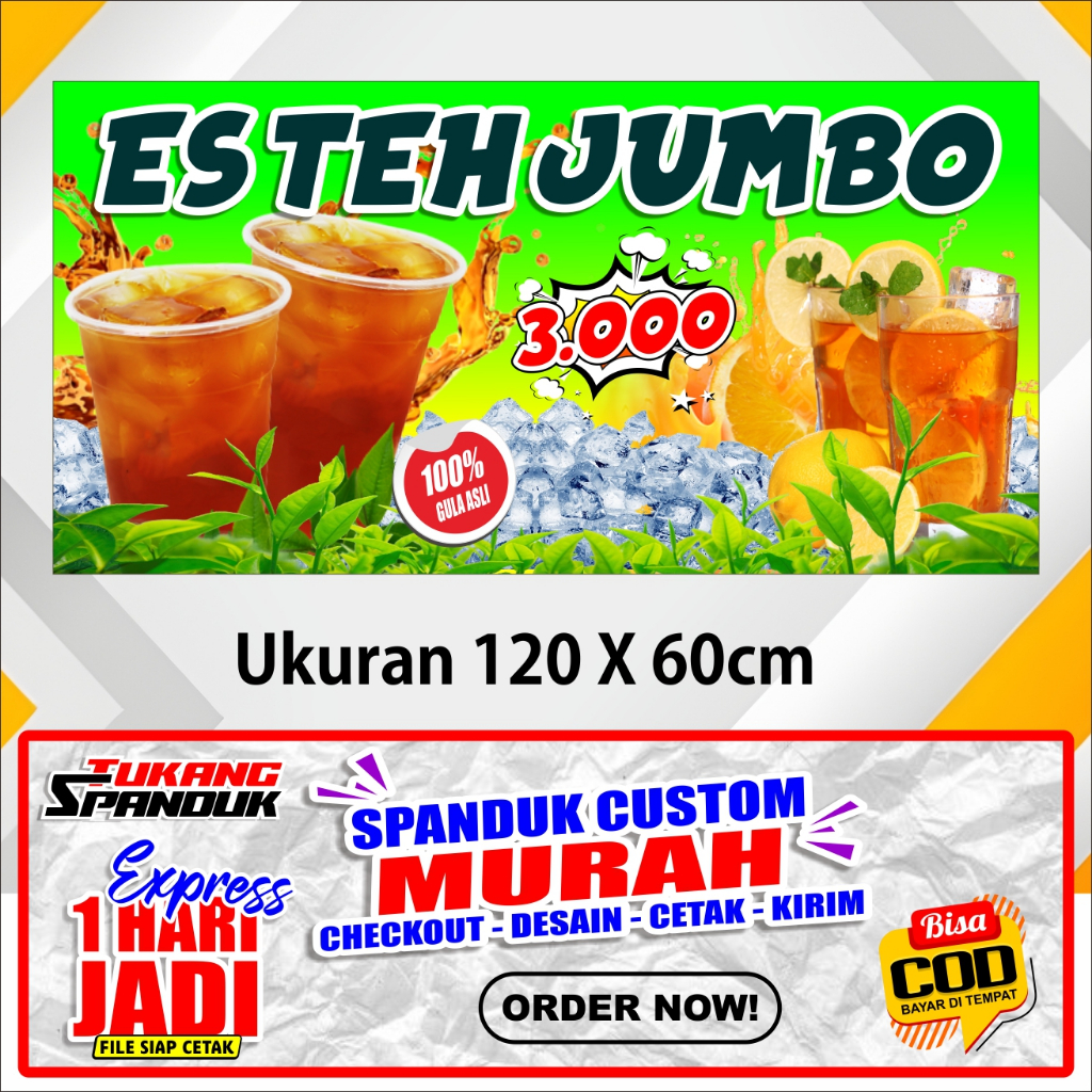 Jual Banner ES TEH JUMBO, Spadnuk SES TEH JUMBO, ukuran 120x60 cm, COD ...