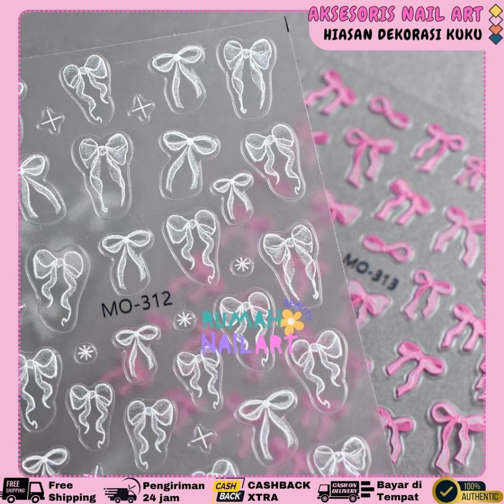 Jual STICKER RIBBON EMBOSSED PREMIUM Nail Art Stiker Kuku Pita Girly ...
