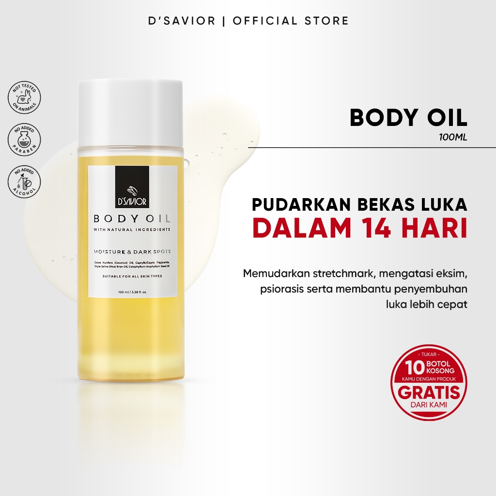 Jual [NEW SIZE] D’SAVIOR Body Oil 100ml | Penghilang Bekas Luka, Eksim ...